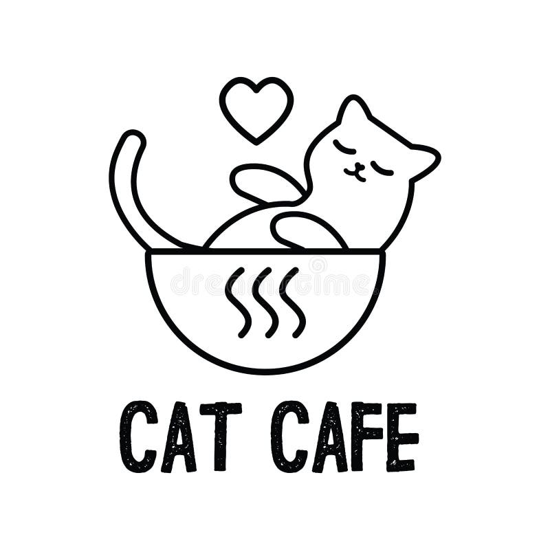 Vector Logo of a Cafe with Pets, Cats Stock Illustration - Illustration ...