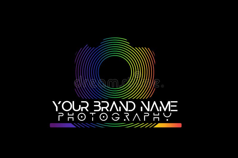 Rainbow Camera Logo on Black Background. Stock Vector - Illustration of ...