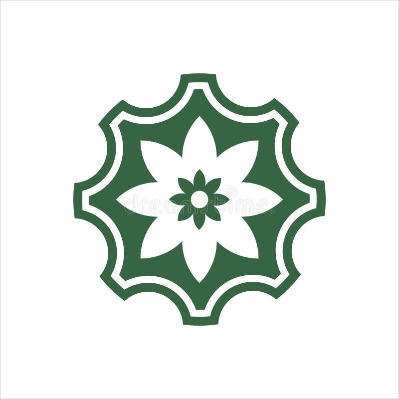 Decorative Gear Flower Logo Design Stock Illustration - Illustration of ...