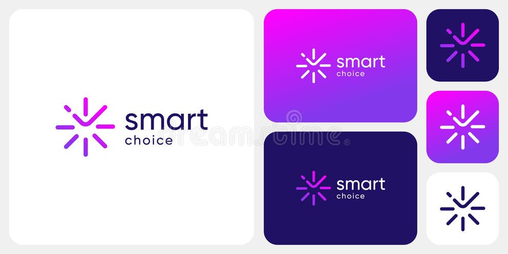 Vector Logo Design of a Check Mark between Rays of Light in a Modern ...