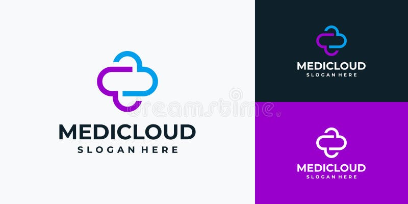 Vector Logo Design Combination of Medical Cross Shape and Cloud Curved ...