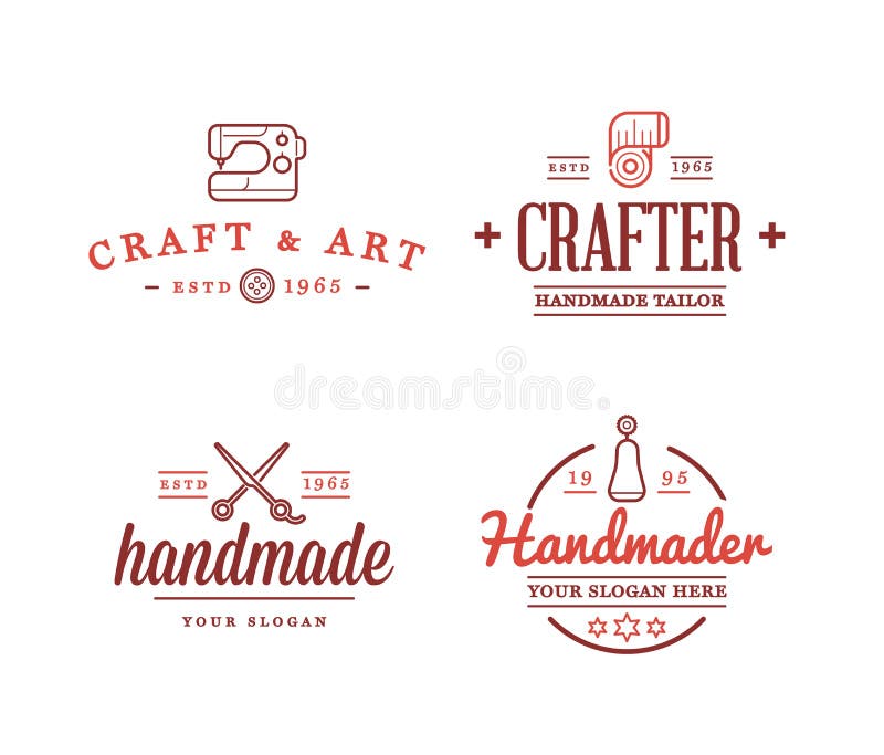 Vector Logo Design. Handmade, DIY, Craft, Tailoring Stock Vector ...