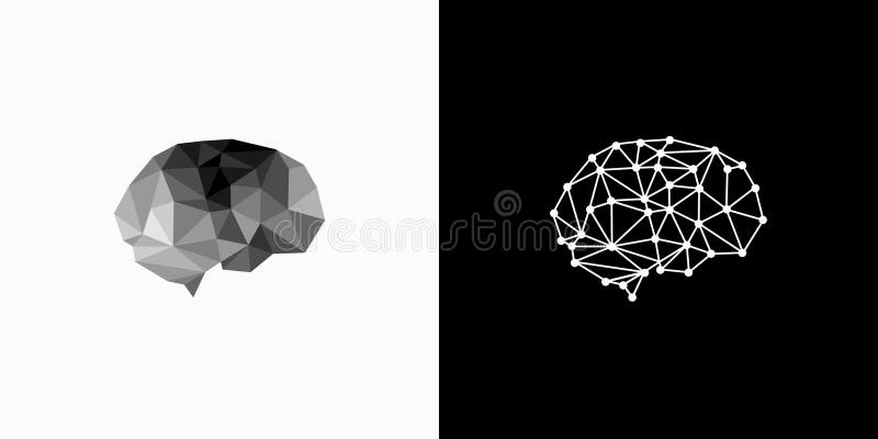 Vector Logo Design Illustration of Abstract Polygonal Brain Shape ...