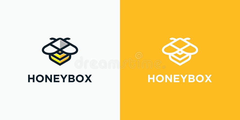 Vector Logo Design Illustration of a Bee Shape with a Basic Hexagon ...