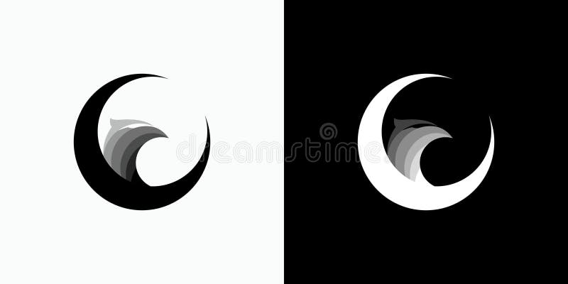 Vector Logo Design Illustration of Crescent Moon Shape and Eagle Head ...