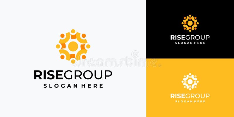 Vector Logo Design Illustration of Group of People Spinning Hand in ...