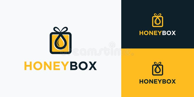 Vector Logo Design Illustration of a Honey Drop Shape in a Gift Box ...