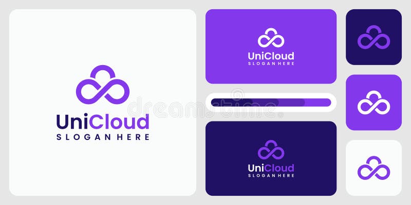 Vector Logo Design Illustration of Modern Technology Infinity Cloud Shape Stock Vector ...