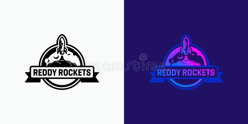 Vector Logo Design Illustration of Rocket Symbol Taking Off To Outer ...