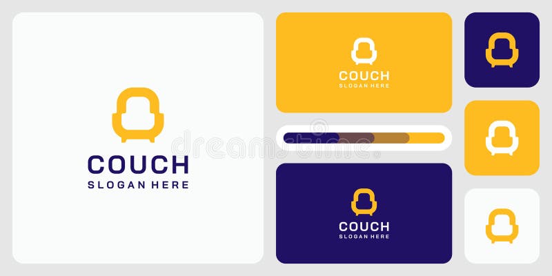 Vector Logo Design Illustration of a Simple Modern Couch Shape Stock ...
