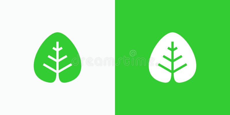 Vector Logo Design Illustration of Tree Branch Inside Leaf Shape Stock ...