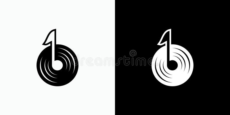 Vector Logo Design Illustration of Vinyl Shape with Musical Notes Stock ...