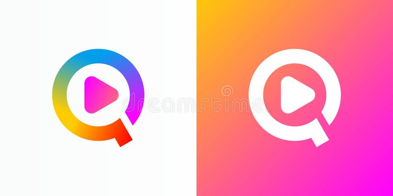 Vector Logo Design of Initial Letter Q and Colorful Play Button Shape ...