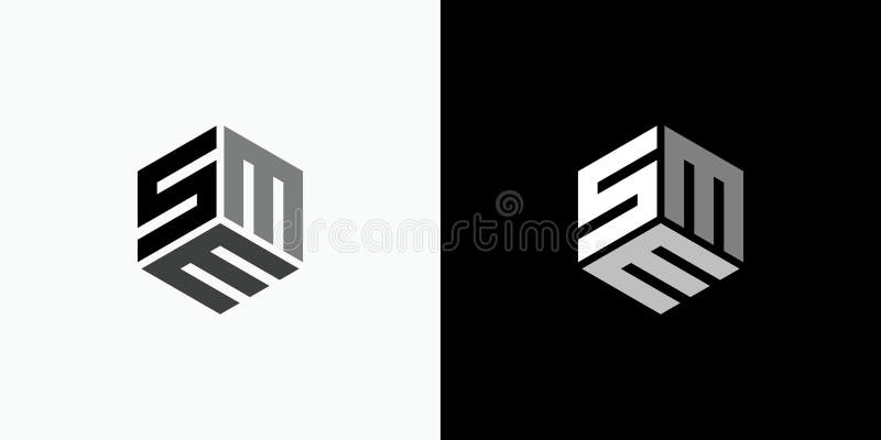 Vector Logo Design of Initials Letters S M E Abstract Hexagon Cube Shape with Transparent Effect ...