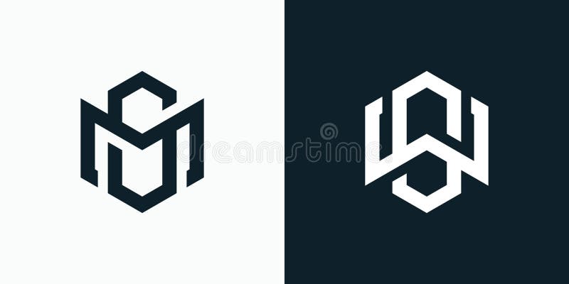 Vector Logo Design of the Initials SM and SW Letters in a Hexagon Shape ...