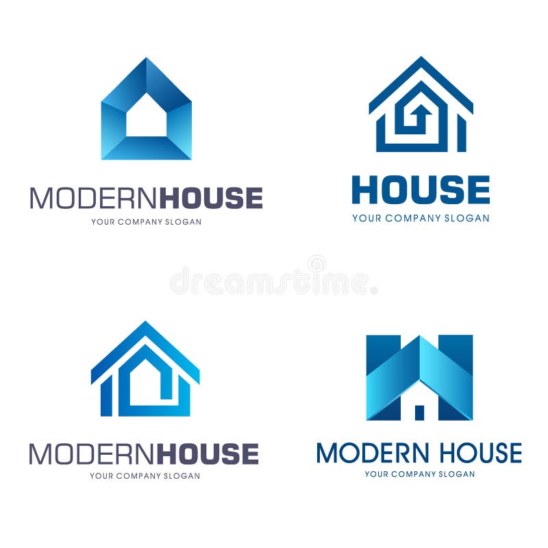 Vector Logo Design. Modern House Icon Set Stock Vector - Illustration ...