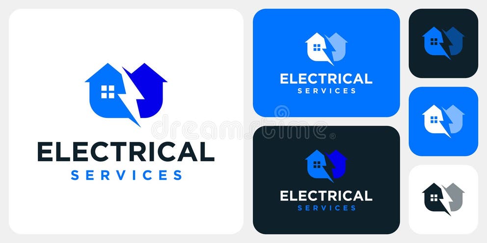 Vector Logo Design in the Shape of a House and Electrical Lightning in ...
