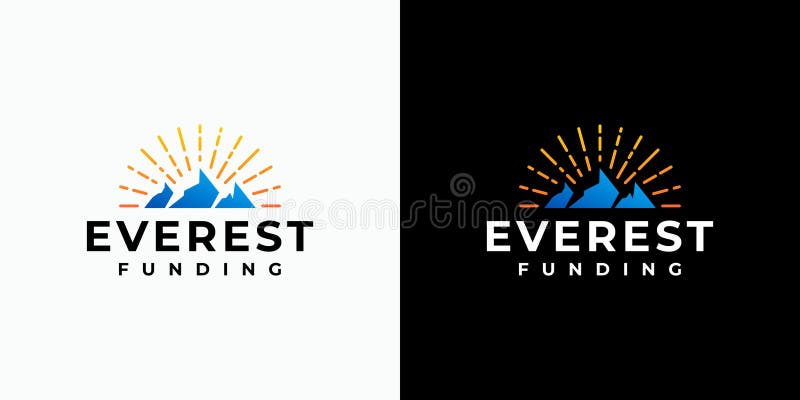 Vector Logo Design in the Shape of a Mountain with Rays of Sunlight in ...