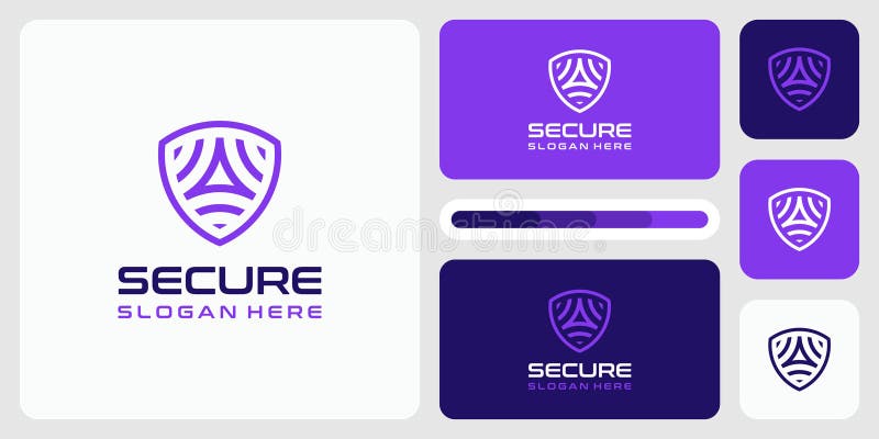 Vector Logo Design of Shield Shape and Geometric Signal Wave in Modern ...