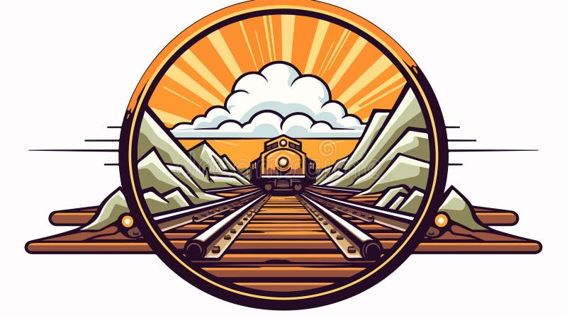 Vector Logo Design Surrounded by Train Tracks Cartoon Stock Vector ...