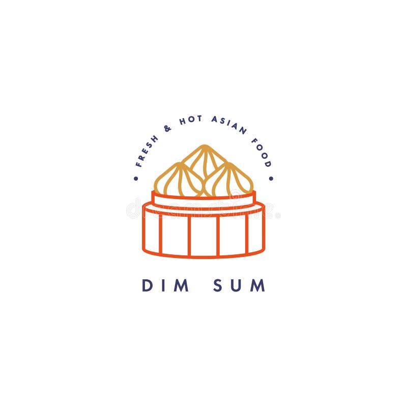 Vector Logo Design Template and Emblem or Badge. Asian Food - Dim Sum ...