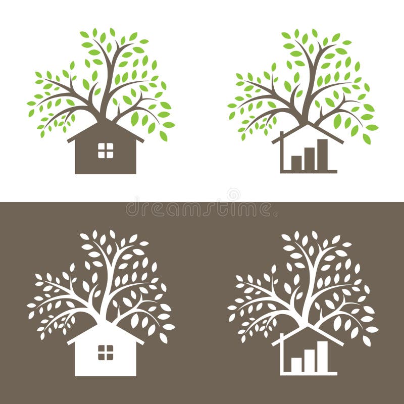 Vector Logo Design of a Trees and Small House Stock Vector ...