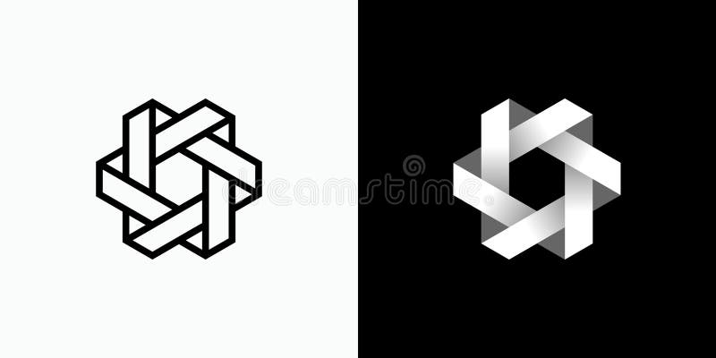 Vector Logo Design of Variations of Abstract Hexagon Star Shape with ...