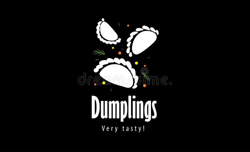 Vector Logo with Drawn Dumplings on a Black Background Stock Vector ...