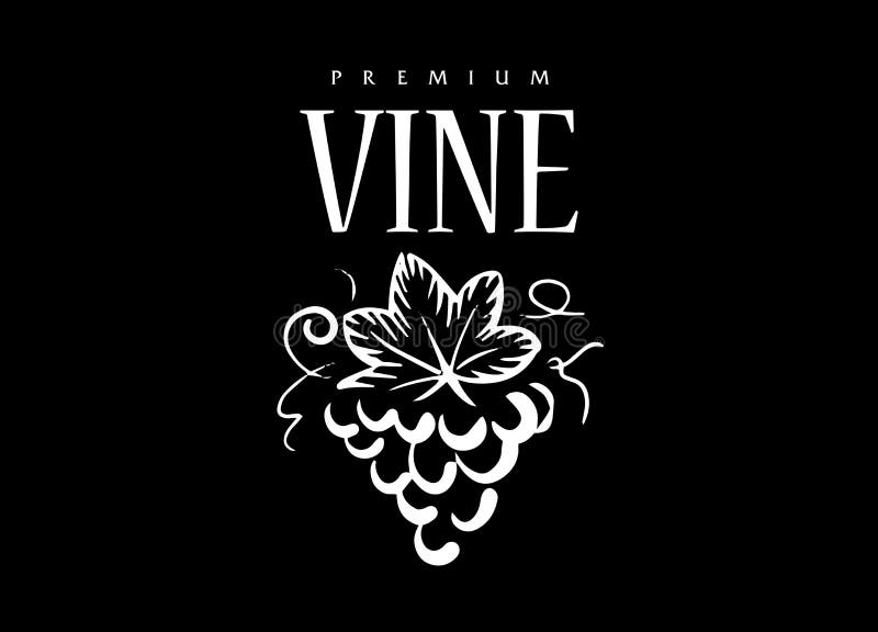 Vector Logo Drawn by Hand. Bunch of Grapes for Making Wine Stock Vector - Illustration of winery ...