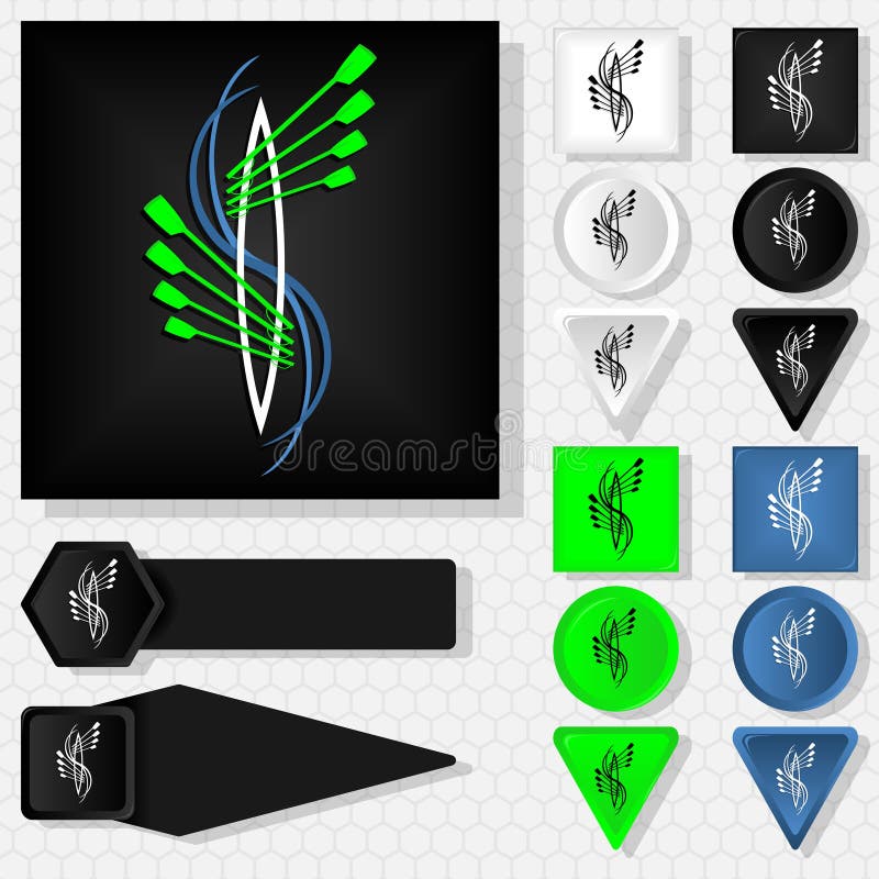 Vector Logo Emblem of Rowing with Button Stock Illustration ...