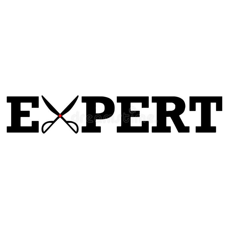 Vector Logo of Expert with Scissors Stock Vector - Illustration of text ...