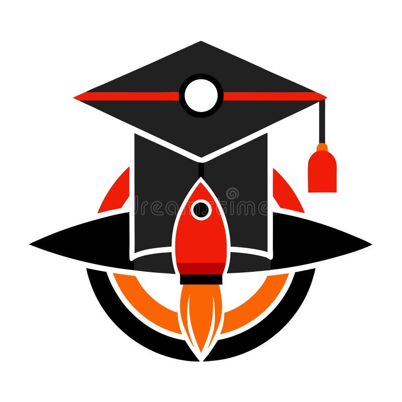 Education Rocket Launch: Graduation Cap, Rocket, and Circle Logo Vector ...