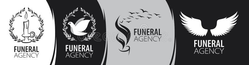 Funeral Agency Logo With Headstone And Cross In Black Frame Stock ...