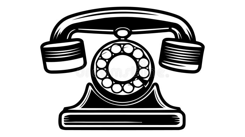 Vector Logo of Hand Drawn Illustration of Retro Phone in Vintage ...