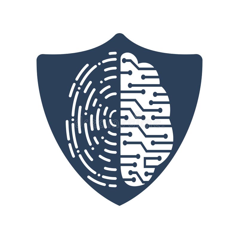 Vector Logo Icon with Brain and Fingerprint. Stock Vector ...