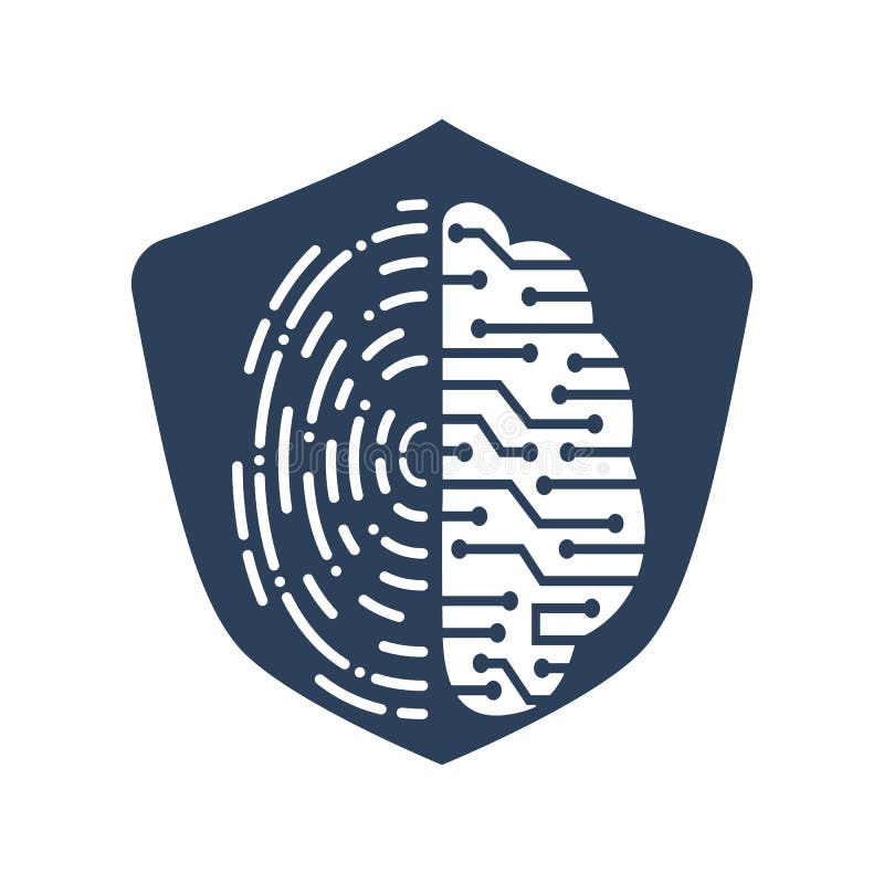 Vector Logo Icon with Brain and Fingerprint. Stock Vector ...