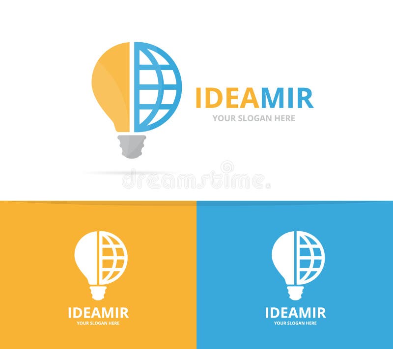 Vector Lamp and Planet Logo Combination. Lightbulb and World Symbol or ...