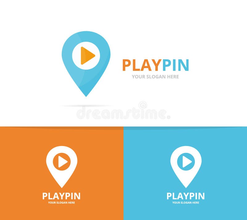 Vector of Map Pointer and Button Play Logo Combination. GPS Locator and ...