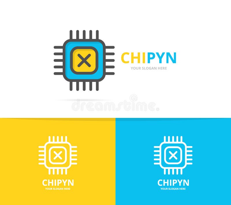 Simple Computer Micro Chip and Processor Logo Design Template. Symbol ...