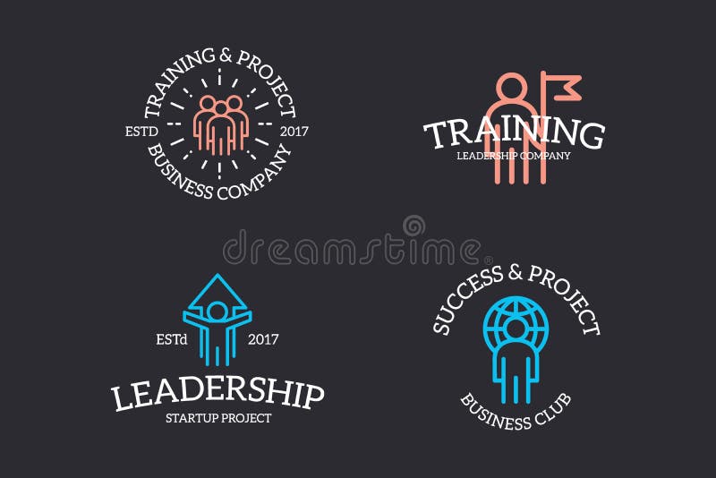 Set of Retro Vintage Human Resources, Teamwork, Customer Support ...