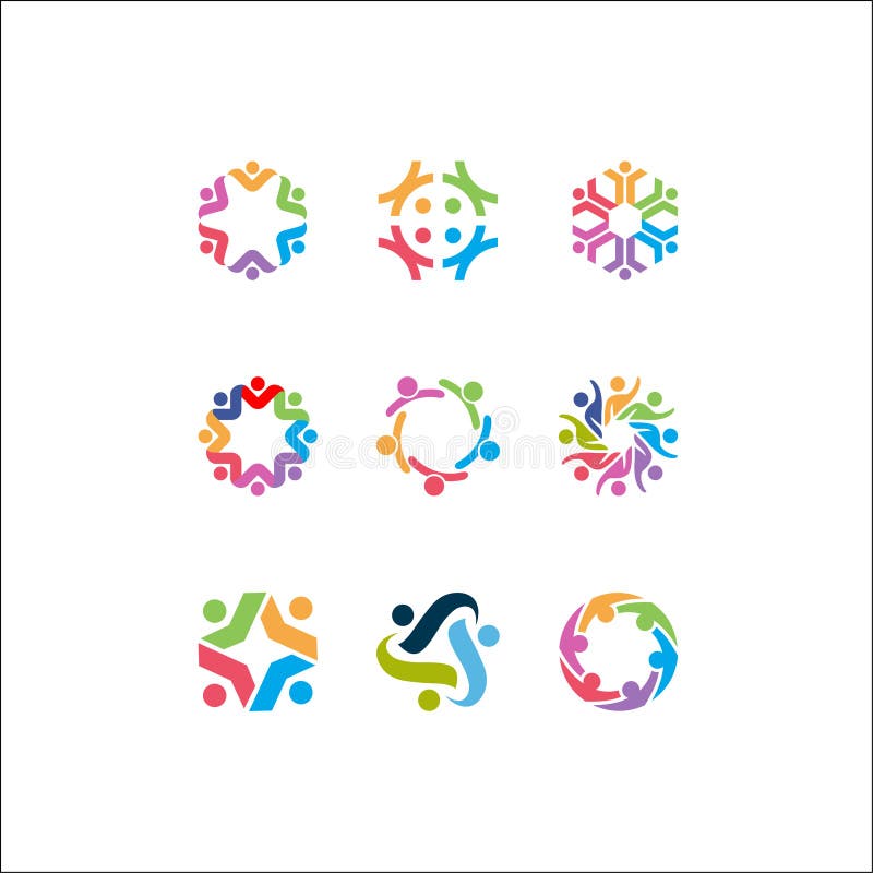 Vector Logo Icons of People Together - Sign of Unity, Partnership ... Vector Logo Icons of People Together - Sign of Unity, Partnership ...