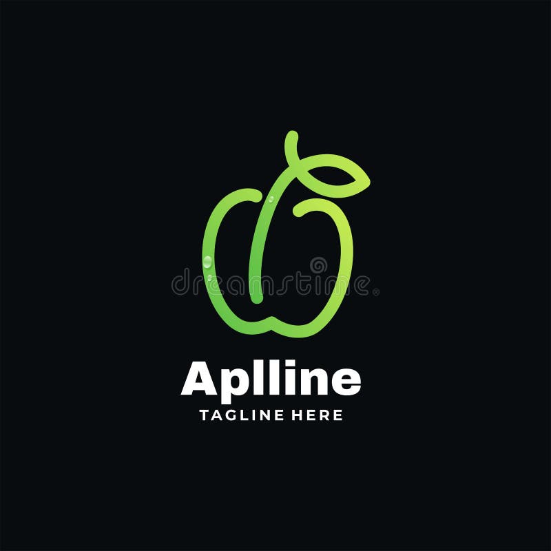 Apple Gradient Line Art stock vector. Illustration of gradient - 221347246