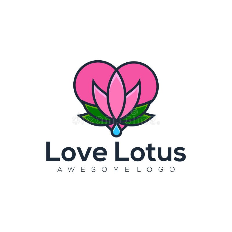 Vector Logo Illustration Love Lotus Simple Mascot Style Stock ...