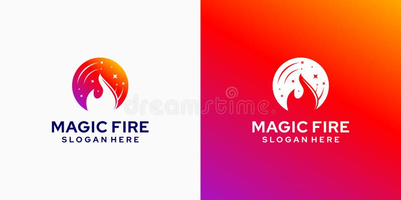 Magic Fire and Moon with Stars Stock Vector - Illustration of design ...