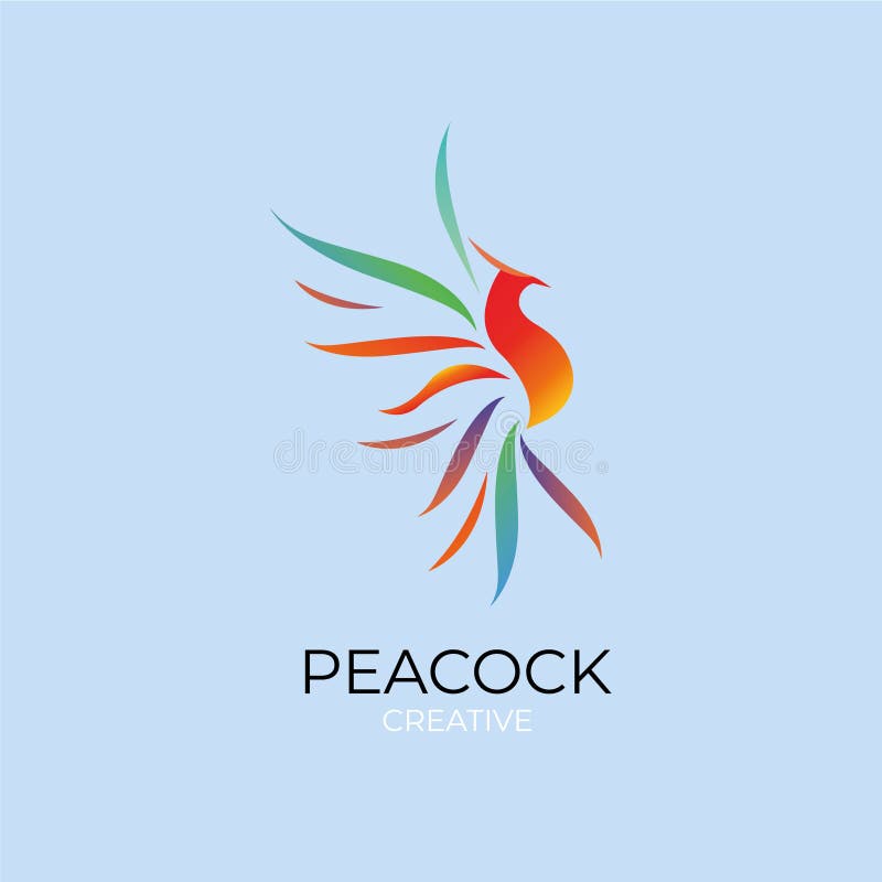 Vector Logo Illustration Peacock Gradient Colorful Style Stock ...