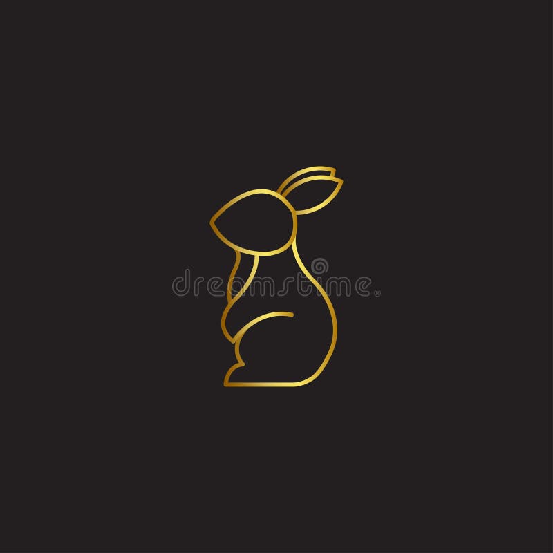 Vector Logo Illustration Rabbit Standing Golden Color Style Stock ...