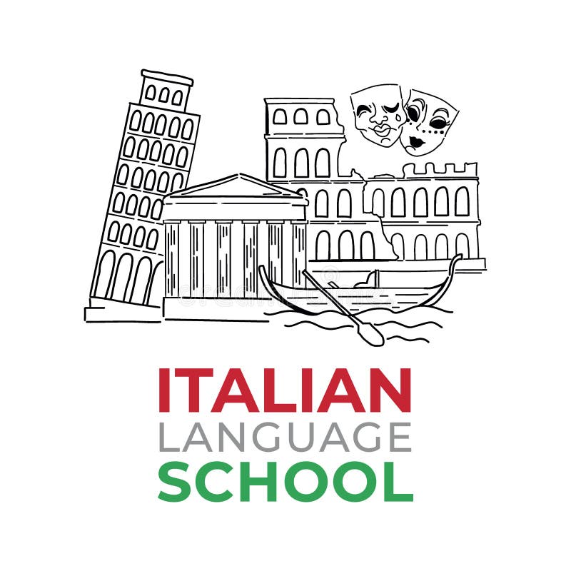 Vector Logo of the Italian Language School Stock Vector - Illustration ...