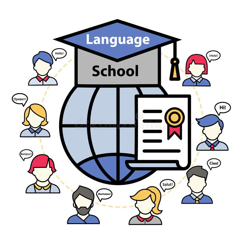 Language School for Adult, Kids. English Courses, Class. Stock Vector ...