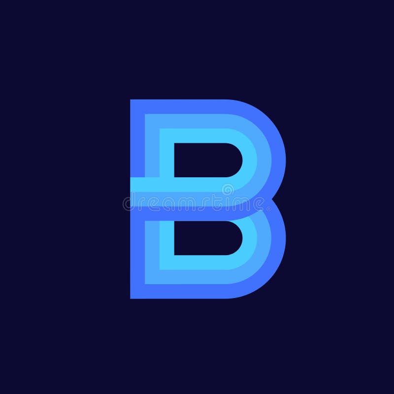 Vector Logo Letter B Blue Glowing Stock Vector - Illustration of clean ...