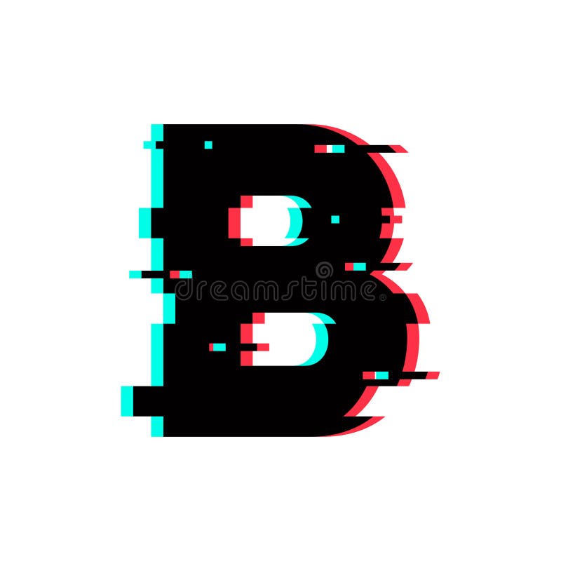 Vector Logo Letter B Glitch Distortion Stock Vector - Illustration of ...